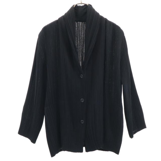 ISSEY MIYAKE イッセイミヤケ 日本製 長袖 カーディガン 3 ブラック レディース