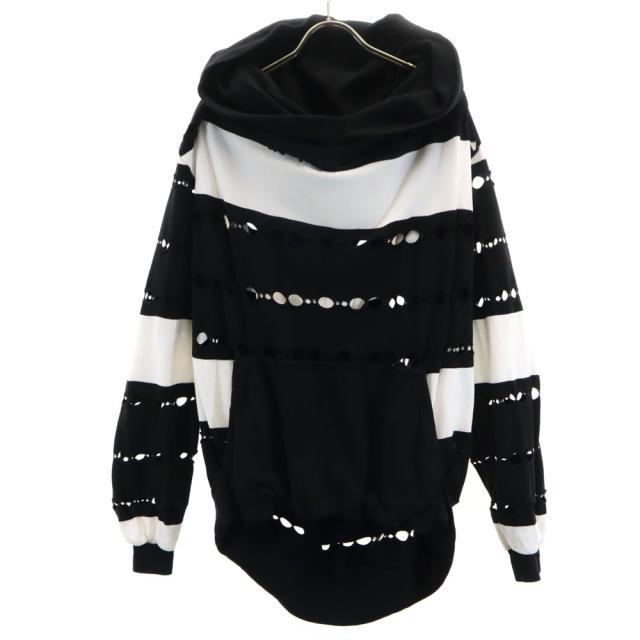 Ground Y グランドワイ 日本製 ボーダー柄 スウェット パーカー 3 ブラック ヨウジヤマモト メンズ