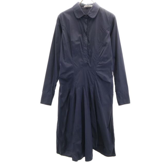 JIL SANDER ジルサンダー イタリア製 長袖 シャツワンピース 38 ネイビー レディース