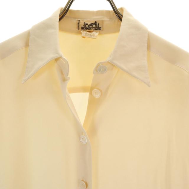 HERMES エルメス フランス製 シルクブレンド オールド 長袖 シャツ 38