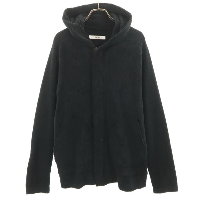 VADEL バデル 日本製 長袖 ジップアップ フーディー ニット 48 ブラック メンズ