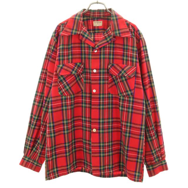 McGregor マクレガー 50s ヴィンテージ タータンチェック チェック柄 長袖 オープンカラーシャツ L タータンチェック 開襟 メンズ