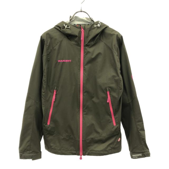 Mammut マムート ロゴ刺繍 フーディー ナイロンジャケット S カーキ ダブルジップ アウトドア レディース
