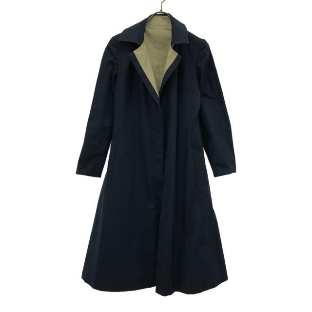 Aquascutum アクアスキュータム 80s イングランド製 オールド リバーシブル コート ネイビー×ベージュ レディース