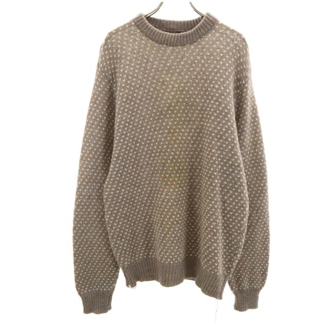 finalist 80s ヴィンテージ USA製 長袖 モックネック バーズアイ ニット L グレー メンズ