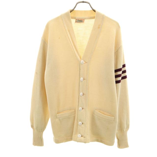 Lanza 50s ヴィンテージ 長袖 レタード カーディガン ベージュ メンズ