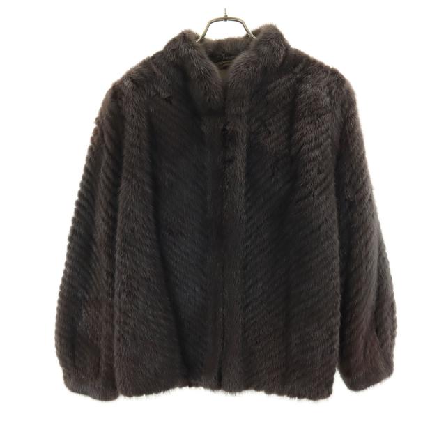 SAGA MINK サガミンク ジップアップ 毛皮コート 11 チャコールグレー レディース