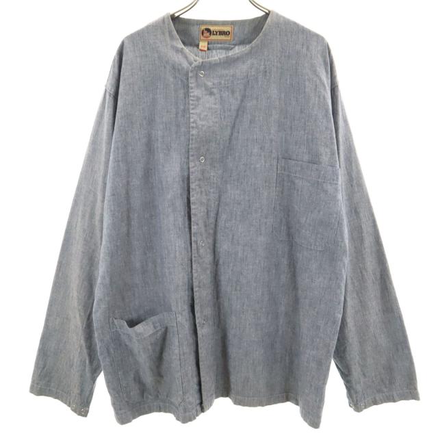 Nigel Cabourn LYBRO ナイジェルケーボン ライブロ ポルトガル製 長袖 ノーカラーシャツ 50 グレー メンズ