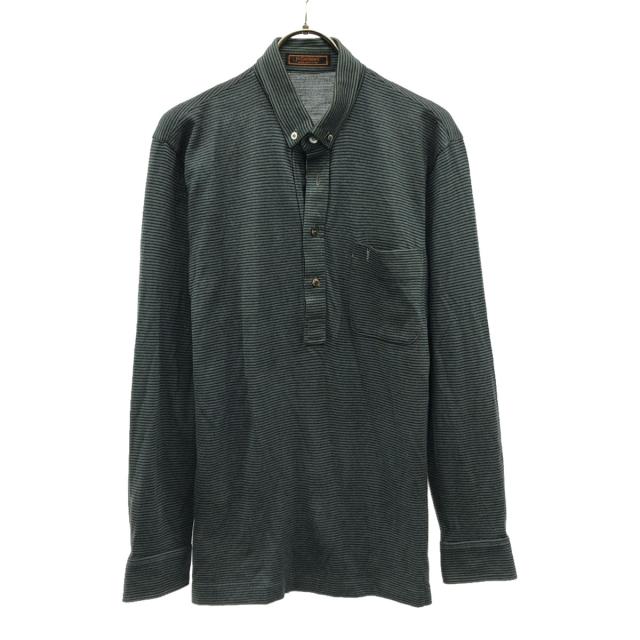 YVES SAINT LAURENT イヴサンローラン 90s オールド ボーダー柄 長袖 ボタンダウン ポロシャツ M グレー系 メンズ