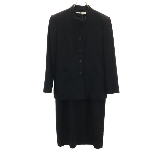 GIVENCHY ジバンシィ 90s 日本製 オールド 柄入り 7分袖 フォーマル ワンピース 10 ブラック アンサンブル レディース
