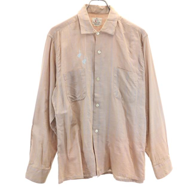 B.V.D. ビーブイディー 60s ヴィンテージ チェック柄 長袖 コットンシャツ M オレンジ メンズ