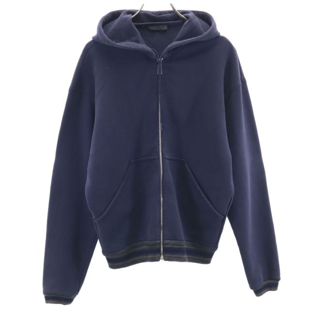 PRADA プラダ イタリア製 長袖 ジップパーカー S ネイビー メンズ