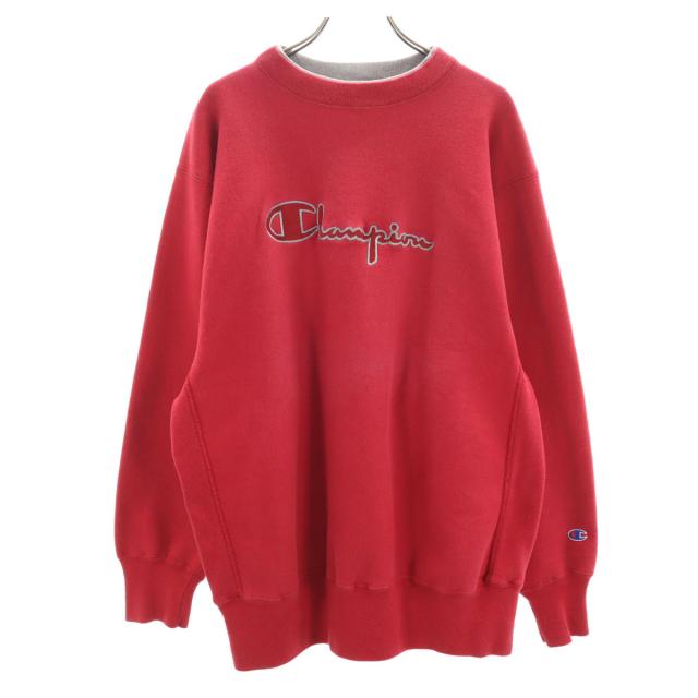 Champion チャンピオン 90s オールド USA製 刺繍タグ 長袖 襟ダブルカラー リバースウィーブ スウェット XL レッド メンズ