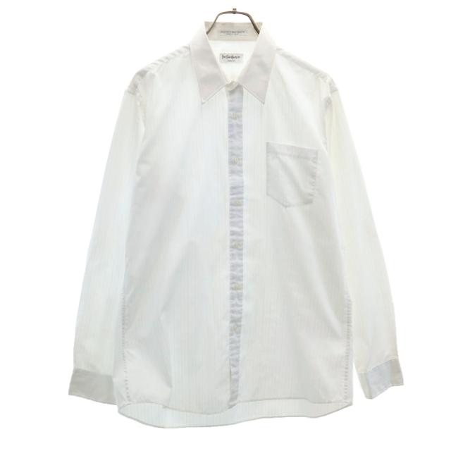 YVES SAINT LAURENT イヴサンローラン 90s オールド ストライプ柄 長袖 シャツ 161/2 ホワイト メンズ