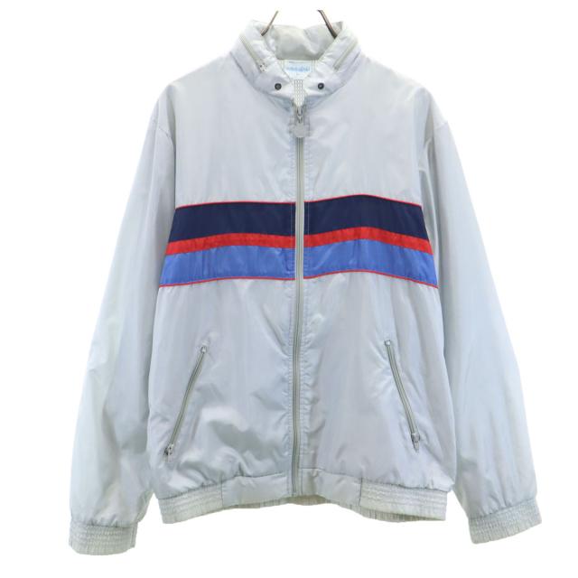 adidas アディダス 80s ヴィンテージ トレフォイルロゴ ナイロンジャケット M シルバー フーディー メンズ
