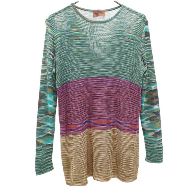 Missoni ミッソーニ イタリア製 総柄 長袖 ニット 40 グリーン レディース
