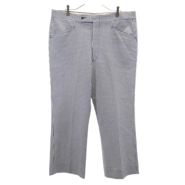 VINTAGE ヴィンテージ 70s チェック柄 トラウザー パンツ ネイビー ビッグサイズ メンズ