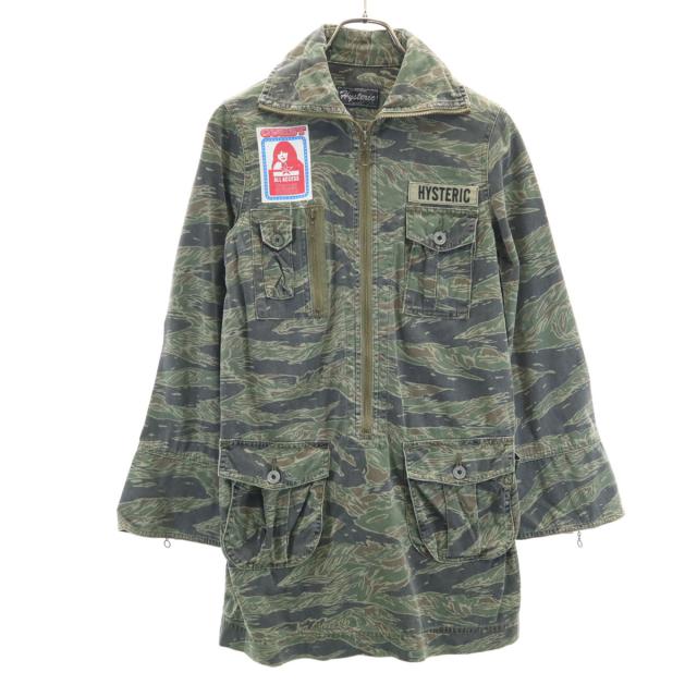 HYSTERIC ヒステリック 日本製 カモフラ柄 長袖 ミニワンピース FREE カーキ レディース