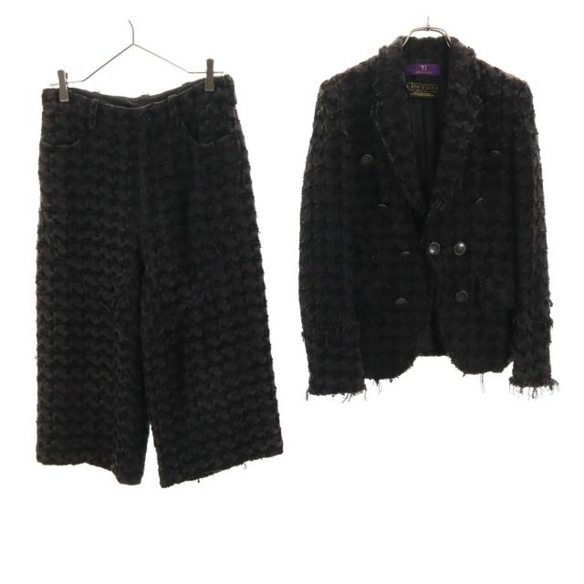 Y’s ワイズ 日本製 ファンシーツイード テーラードジャケット 上下セットアップ 1 ブラウン ×LINTON レディース