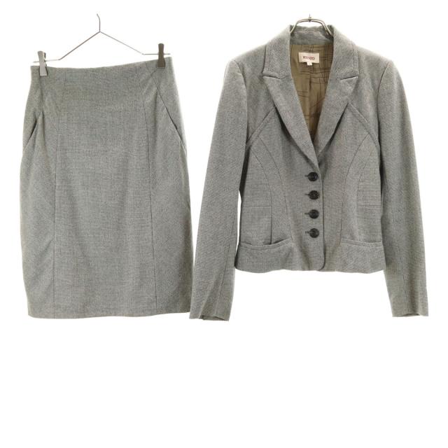 KENZO ケンゾー スロバキア製 ウールブレンド テーラードジャケット 上下セットアップ 38 ブラック 他 レディース