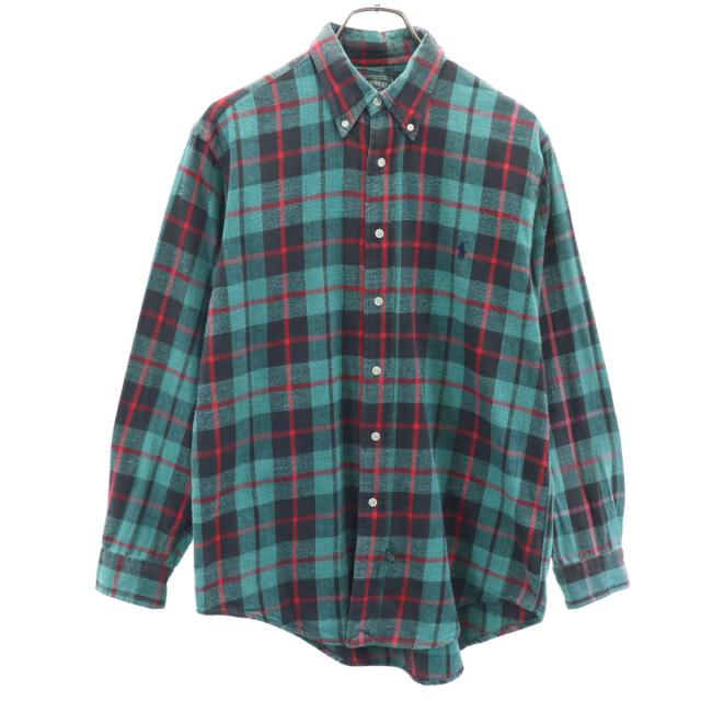 POLO COUNTRY RALPH LAUREN ポロカントリー ラルフローレン 80s 90s オールド タータンチェック柄 長袖 コットンシャツ S メンズ