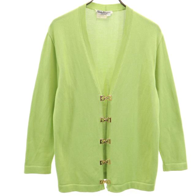 SalvatoreFerragamo サルバトーレフェラガモ 90s イタリア製 オールド 長袖 ガンチーニ ニットカーディガン XS レディース