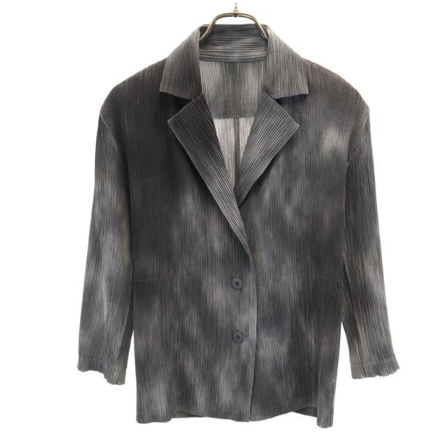 ISSEY MIYAKE イッセイミヤケ 90s オールド 日本製 プリーツ テーラードジャケット 2 グレー レディース