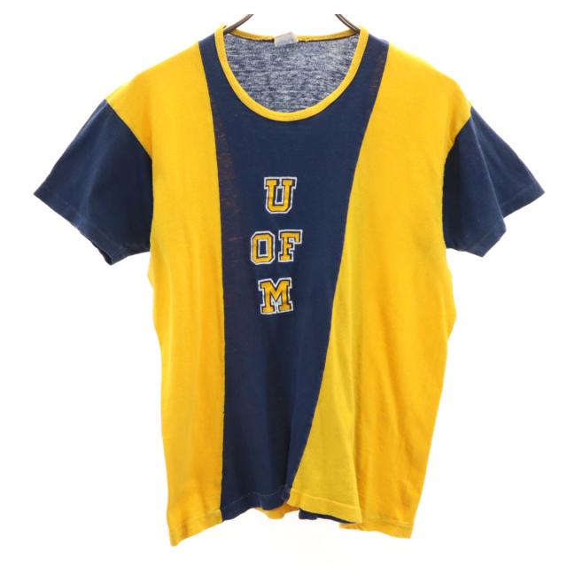 Champion チャンピオン 70s ヴィンテージ USA製 バータグ後期 半袖 シングルステッチ カレッジロゴ Tシャツ L ミシガン大学 メンズ