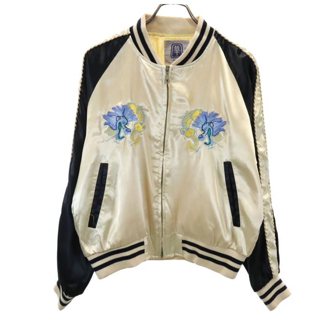 BLEICK 華 JAPANマップ刺繍 スカジャン M シャンパンゴールド 和柄 龍 メンズ