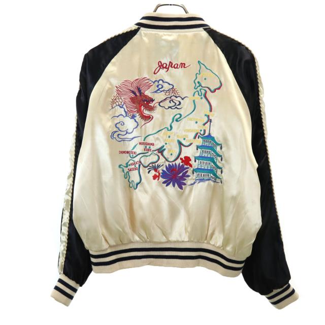 BLEICK 華 JAPANマップ刺繍 スカジャン M シャンパンゴールド 和柄 龍