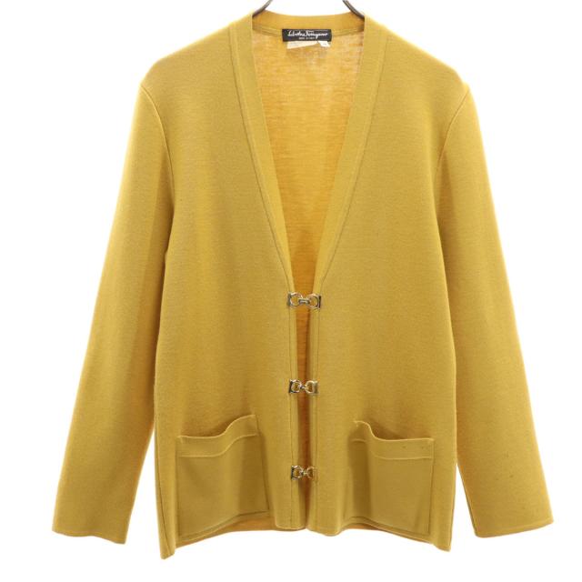 SalvatoreFerragamo サルバトーレフェラガモ 90s イタリア製 ウールブレンド オールド 長袖 ガンチーニ カーディガン M. レディース