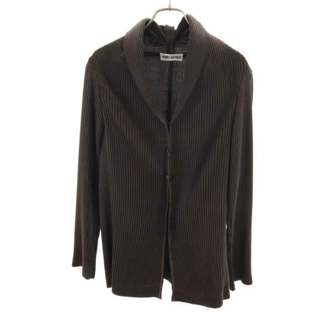 ISSEY MIYAKE イッセイミヤケ 90s オールド 日本製 ストライプ柄 プリーツ テーラードジャケット M ブラウン メンズ