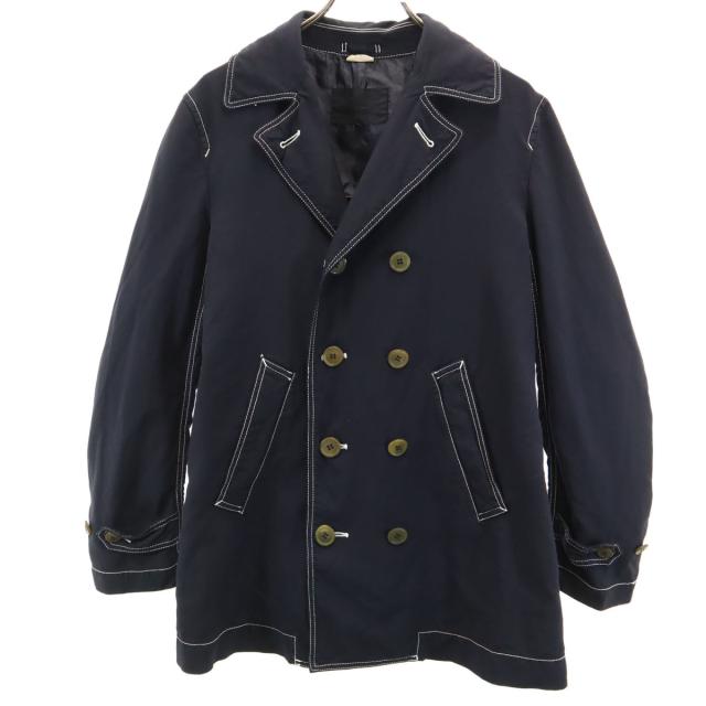 COMME des GARCONS HOMME DEUX コムデギャルソン オムドゥ 2013年 日本製 ホワイトステッチ ピーコート S ブラック メンズ