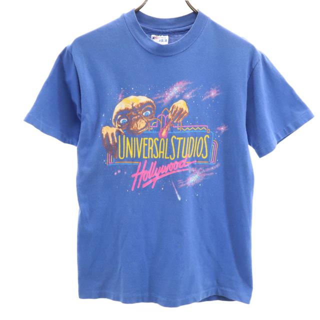 Hanes ヘインズ 80s 90s オールド USA製 ユニバーサルスタジオハリウッド 半袖 シングルステッチ Tシャツ S ブルー E.T. メンズ