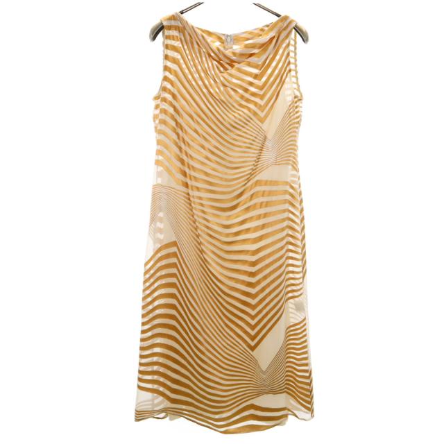 GIVENCHY ジバンシイ 90s シルクブレンド オールド 総柄 ノースリーブ ワンピース 40 ゴールド系 レディース