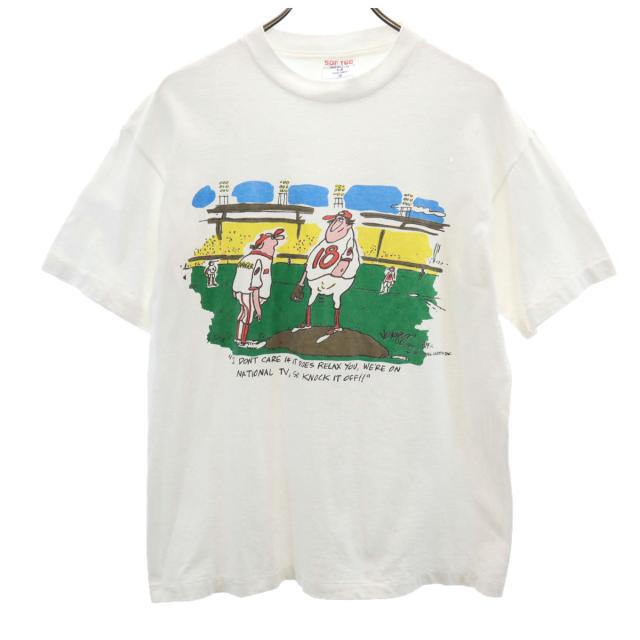 SOF Tee ソフティー 90s USA製 オールド ベースボール 半袖 Tシャツ M ホワイト 野球 シングルステッチ メンズ
