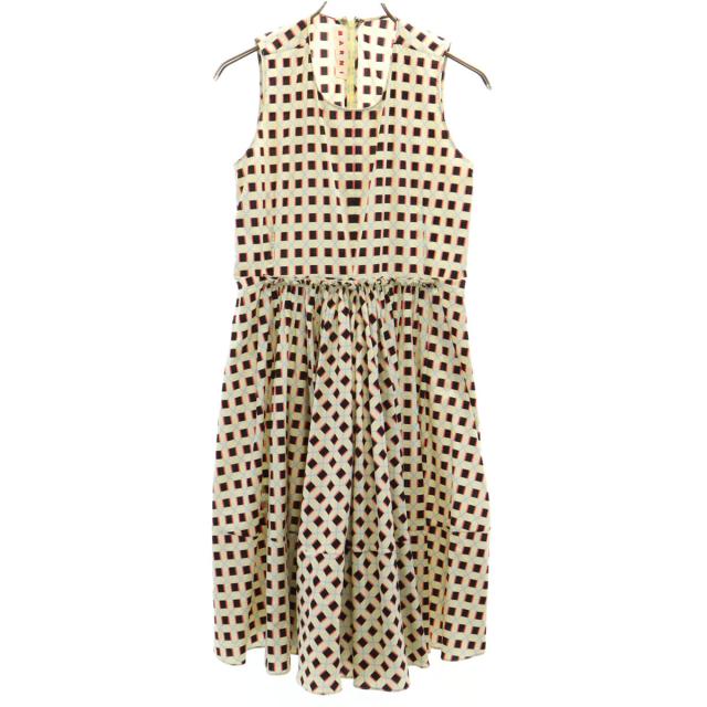 MARNI マルニ イタリア製 総柄 ノースリーブ ワンピース 38 ライトイエロー レディース