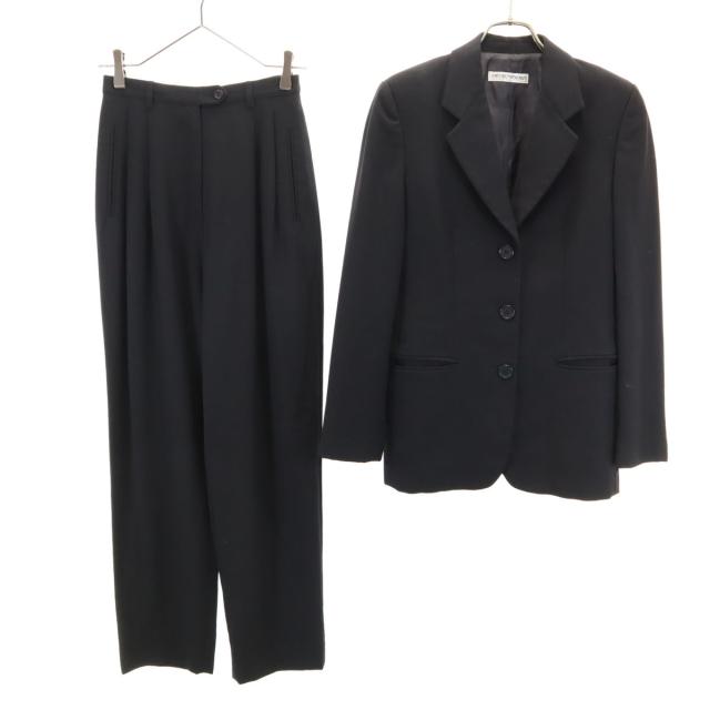 Emporio Armani エンポリオアルマーニ 90s イタリア製 ウール オールド パンツスーツ 上下セットアップ 38/42 黒 レディース