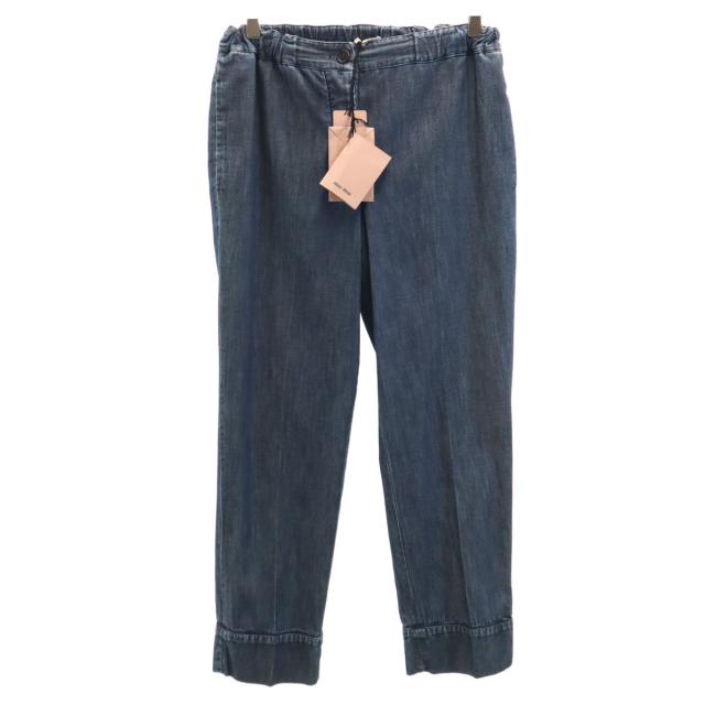 MIUMIU ミュウミュウ イタリア製 デニムライク イージー アンクルパンツ 38 ネイビー レディース