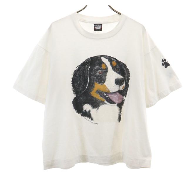 FRUIT OF THE LOOM BEST フルーツオブザルーム ベスト 90s USA製 オールド ロットワイラー 半袖 Tシャツ XL ドッグ 犬柄 レディース
