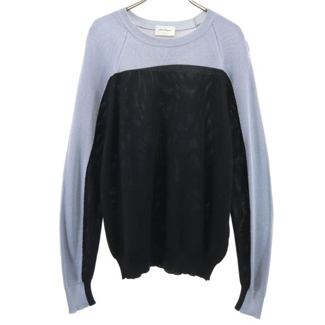 Salvatore Ferragamo サルヴァトーレフェラガモ イタリア製 シルクブレンド 長袖 ニット S ブラック メンズ