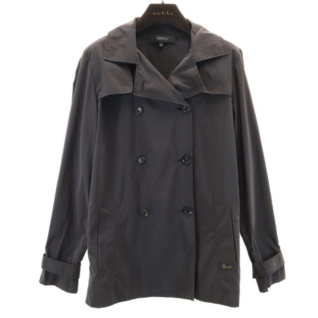 GUCCI グッチ イタリア製 トレンチ ジャケット XS チャコール 259360 ハンガー付き レディース