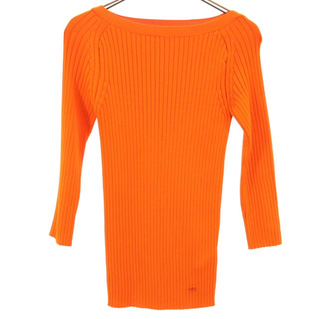 GUCCI グッチ イタリア製 7分袖 ボートネック リブ ニット S オレンジ 371111 レディース