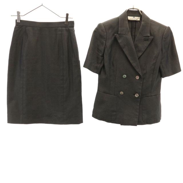 GIVENCHY ジバンシィ 90s オールド 半袖 ダブルブレスト スカートスーツ 上下セットアップ 38 ブラック系 レディース