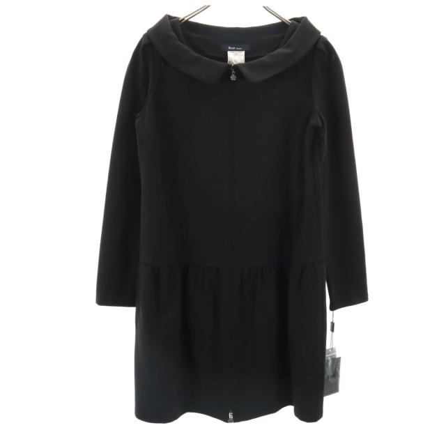 未使用 Rene basic ルネベーシック 日本製 長袖 膝丈ワンピース 36 ブラック レディース
