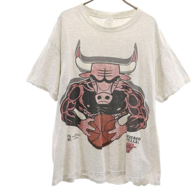 DELTA デルタ 90s USA製 オールド NBA シカゴ・ブルズ 半袖 Tシャツ L グレー Chicago Bulls シカゴブルス メンズ