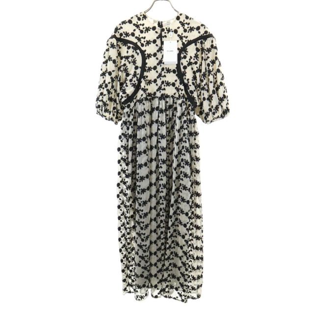 未使用 CLANE クラネ フラワー柄 5分袖 エンブロイダリー ワンピース 1 ブラック レディース