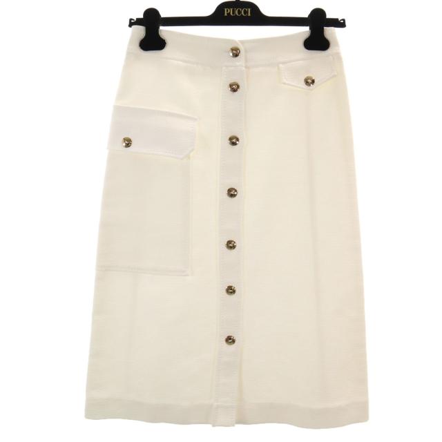 Emilio Pucci エミリオプッチ イタリア製 ミモレ丈 タイトスカート 38 アイボリー ハンガー付き レディース