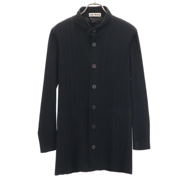 ISSEY MIYAKE イッセイミヤケ 90s 日本製 オールド スタンドカラー プリーツ ジャケット M ブラック レディース