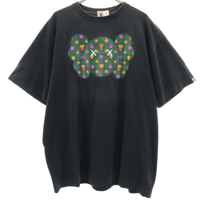 BABY MILO A BATHING APE ベイビーミロ アベイシングエイプ KAWS カウズ コラボ 半袖 Tシャツ XL ブラック メンズ